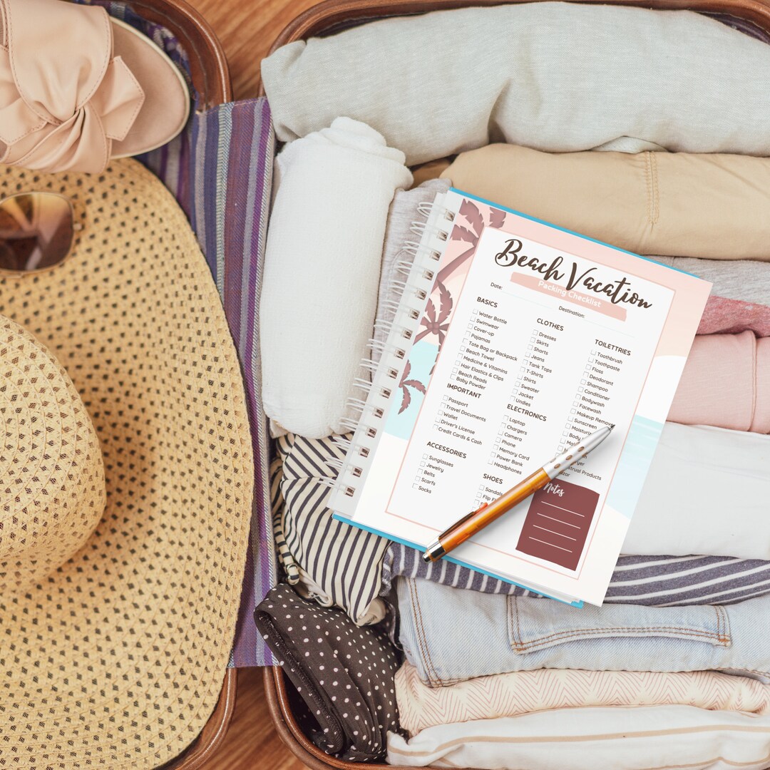 Beach Bright Boho Printable Packing List, 8.5"x11", Printable PDF ...