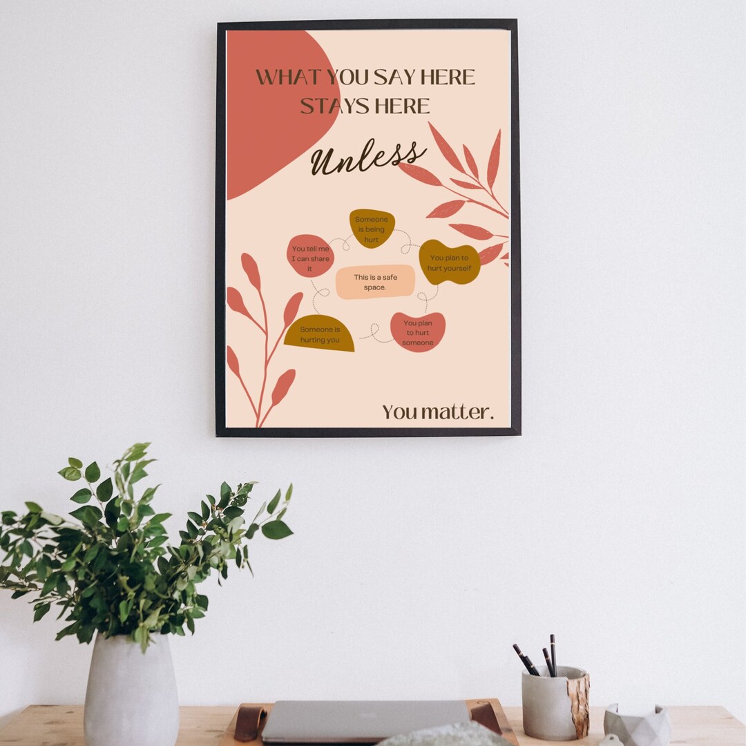 Therapy Therapist Wall Art Confidentiality Social Worker Poster Sign ...