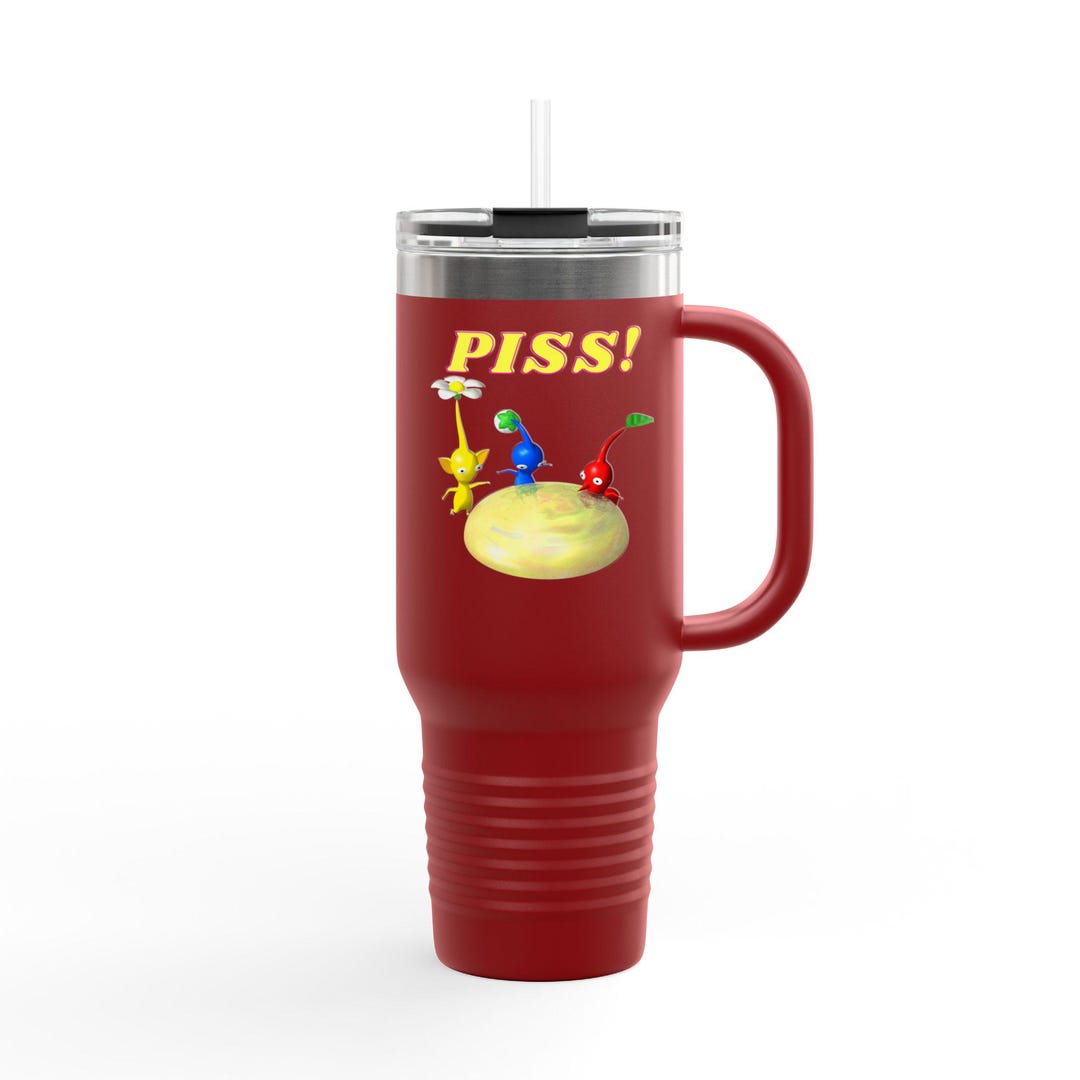 Pikmin PISS Insulated Travel Mug, Funny Gaming Gift, Large Coffee Cup ...