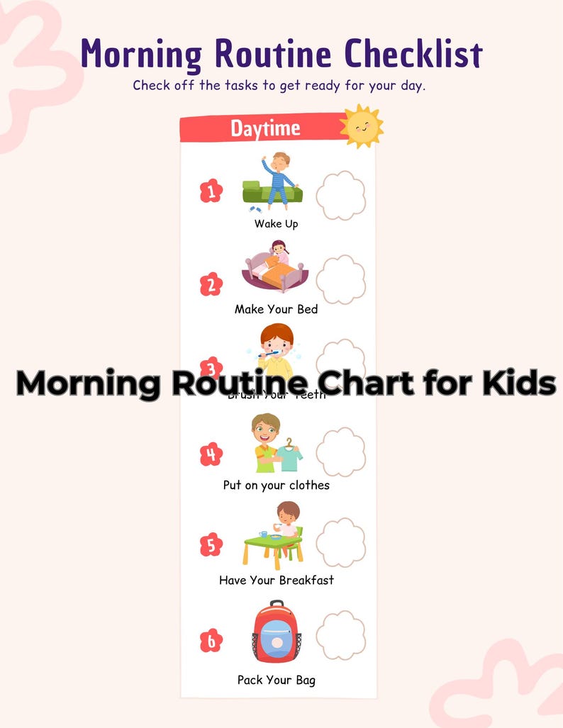 Morning Routine Chart for Kids | Printable Morning Checklist | Toddler ...