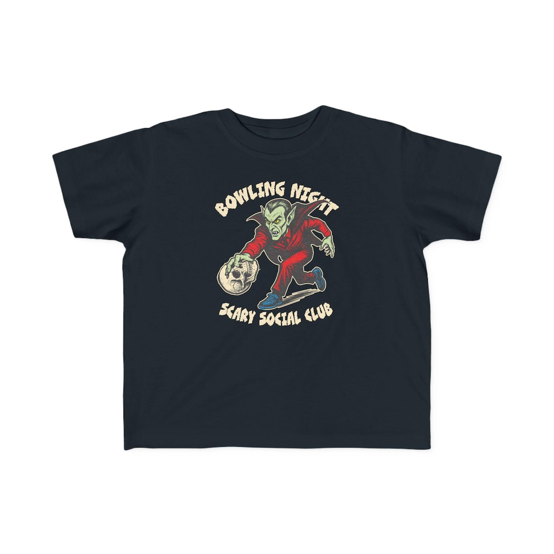 Bowling Night Scary Social Club Toddler Tee, Dark Funny Party Vampire ...