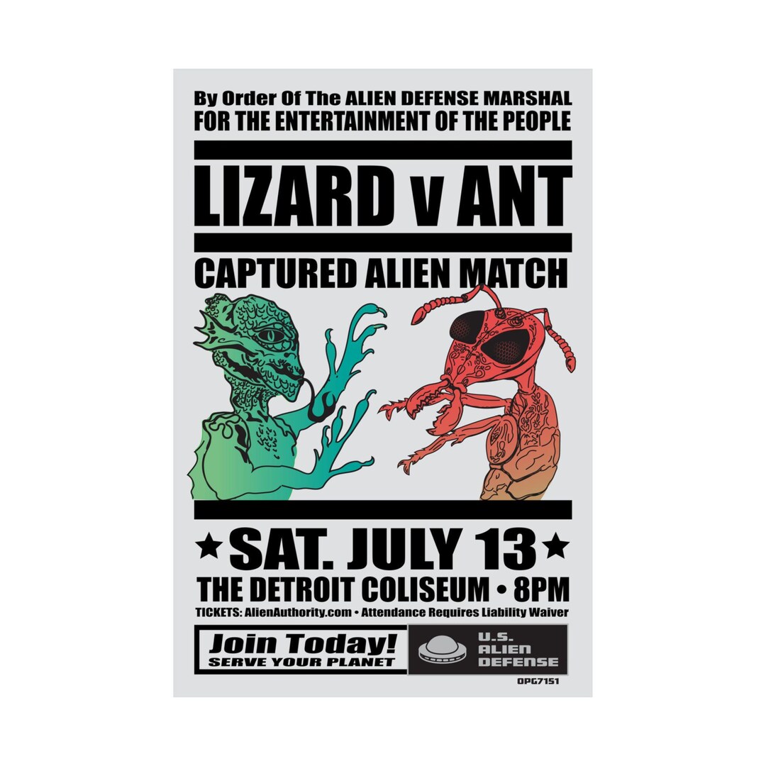 Alien Battle Lizard V Ant Premium Wall Art Print, Sports Fan Gift - Etsy