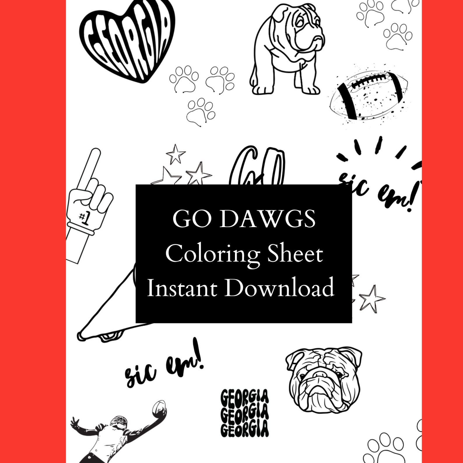 Georgia Bulldogs Coloring Sheet, Go Dawgs Coloring Sheet, Go Dawgs ...