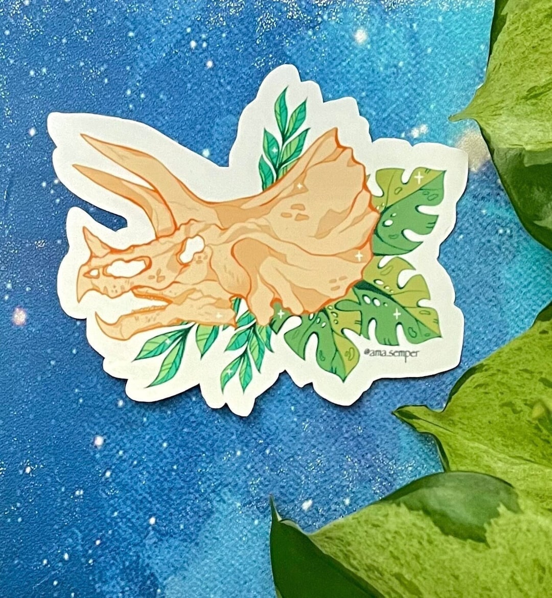 Triceratops Skull Sticker – Dinosaur Bones, Paleontology, Fossil, Gifts ...