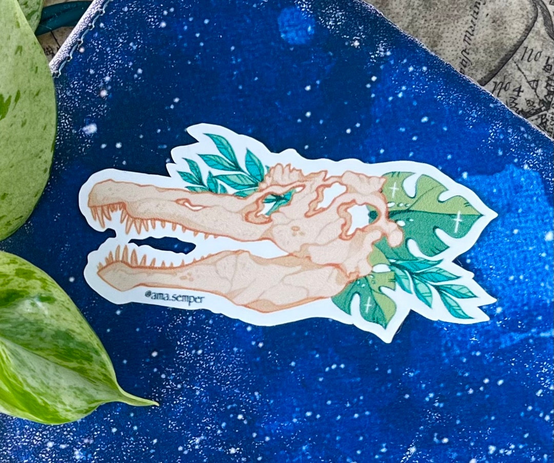 Spinosaurus Skull Sticker – Botanical Dinosaur, Paleontology, Fossil ...