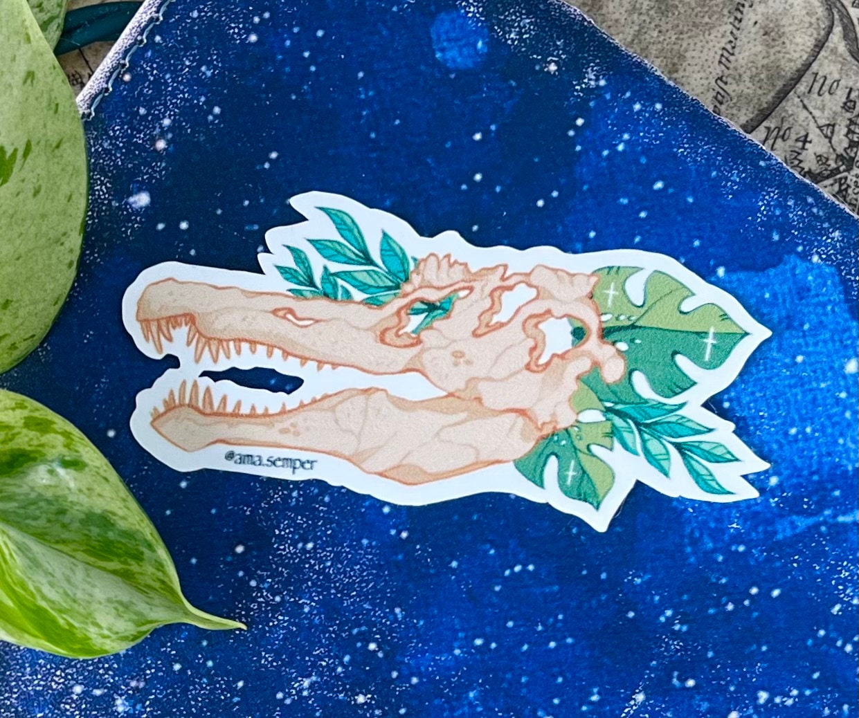 Spinosaurus Skull Sticker – Botanical Dinosaur, Paleontology, Fossil ...