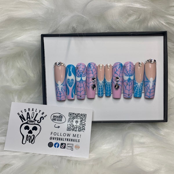 Pink Spiderman Nails - Etsy