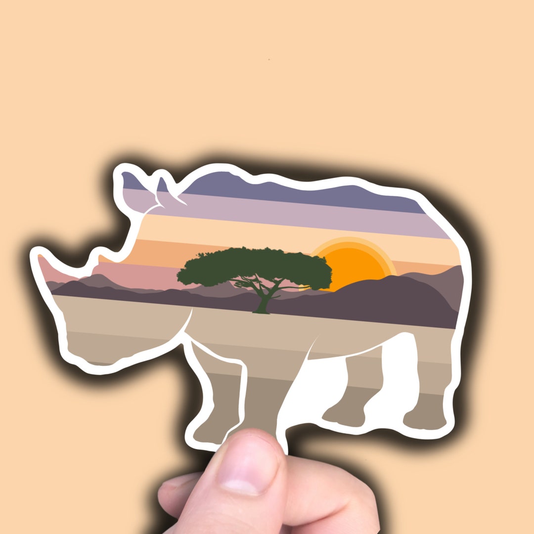 Rhino Sticker Sunset Africa Silhouette Sticker Rhino Laptop Decal - Etsy