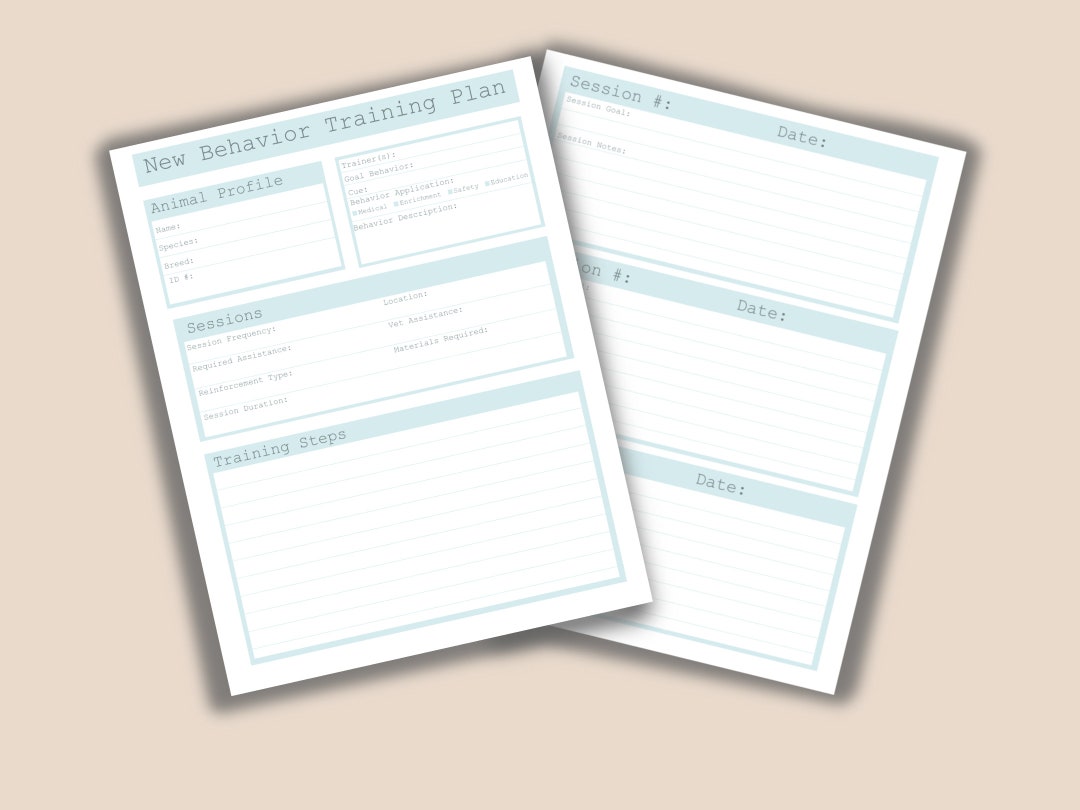 Training Forms Animal Training Logs Zookeeper New Behavior Training ...