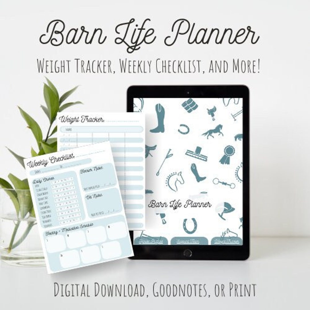 Barn Life Digital Planner Horse Care Checklist Training Schedule Horse ...