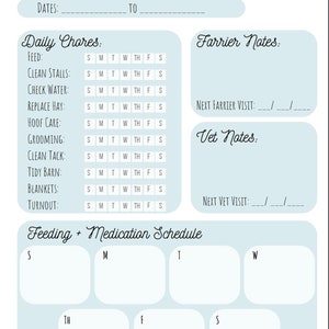 Barn Life Digital Planner Horse Care Checklist Training Schedule Horse ...
