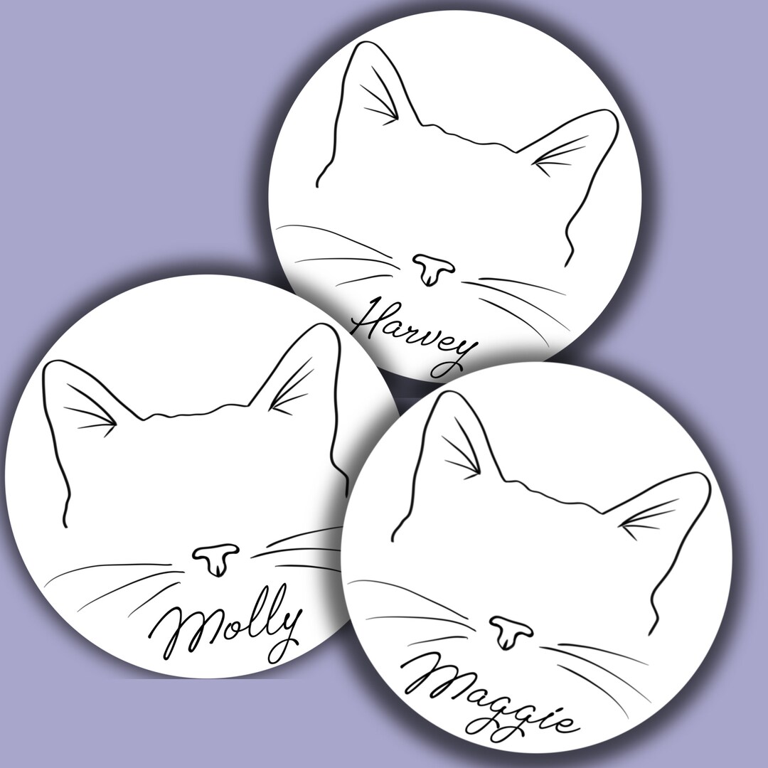 Personalizable Cat Ears Sticker Customizable Name Cat Vinyl Decal Cat ...
