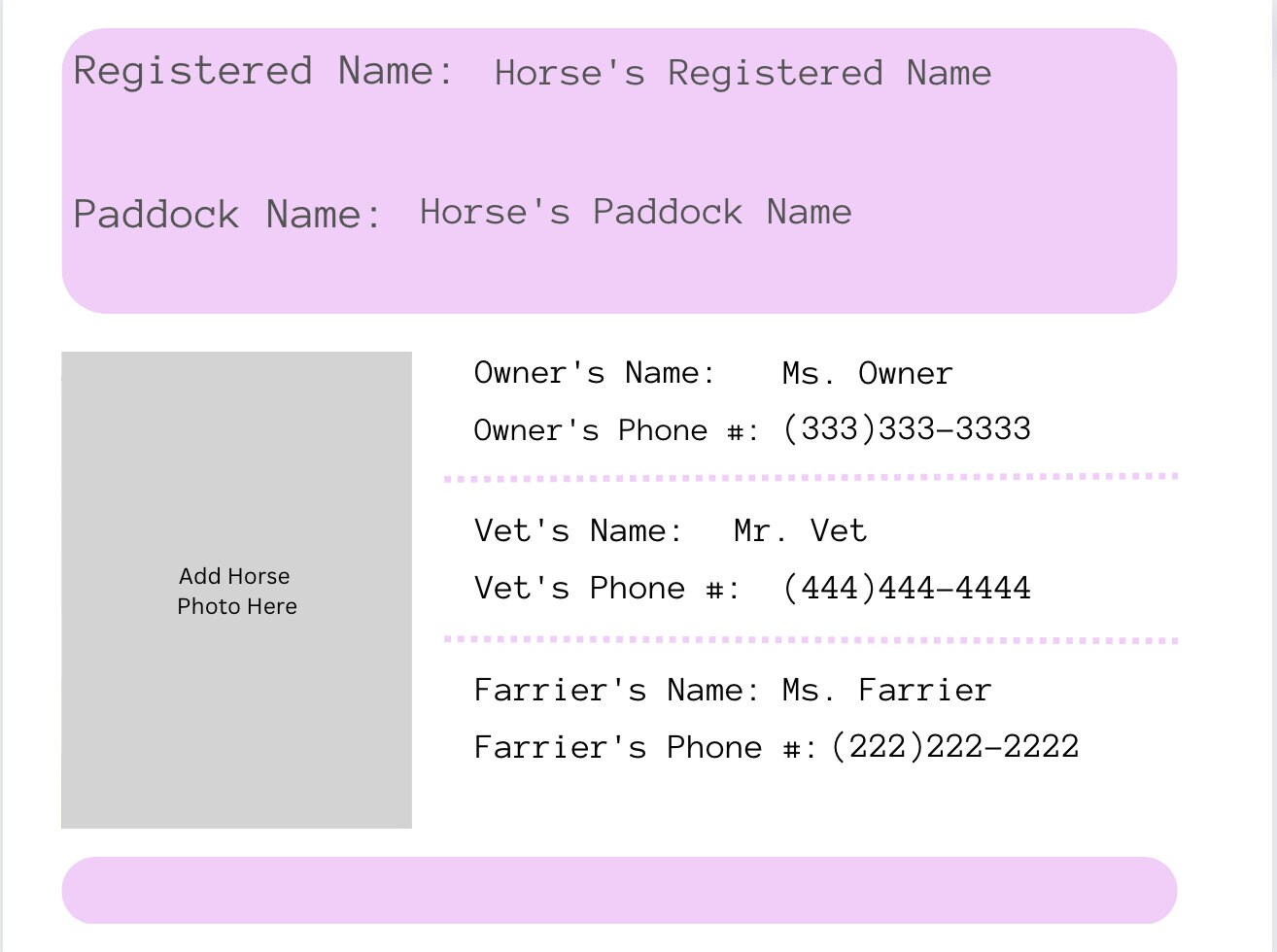 Fully Editable Horse Stall ID and Feeding Schedule Cards Canva Template ...