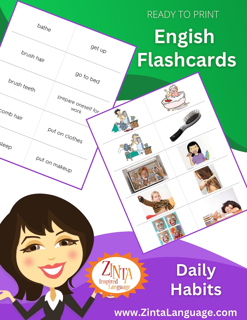 Daily Habits - English Flashcards - Etsy