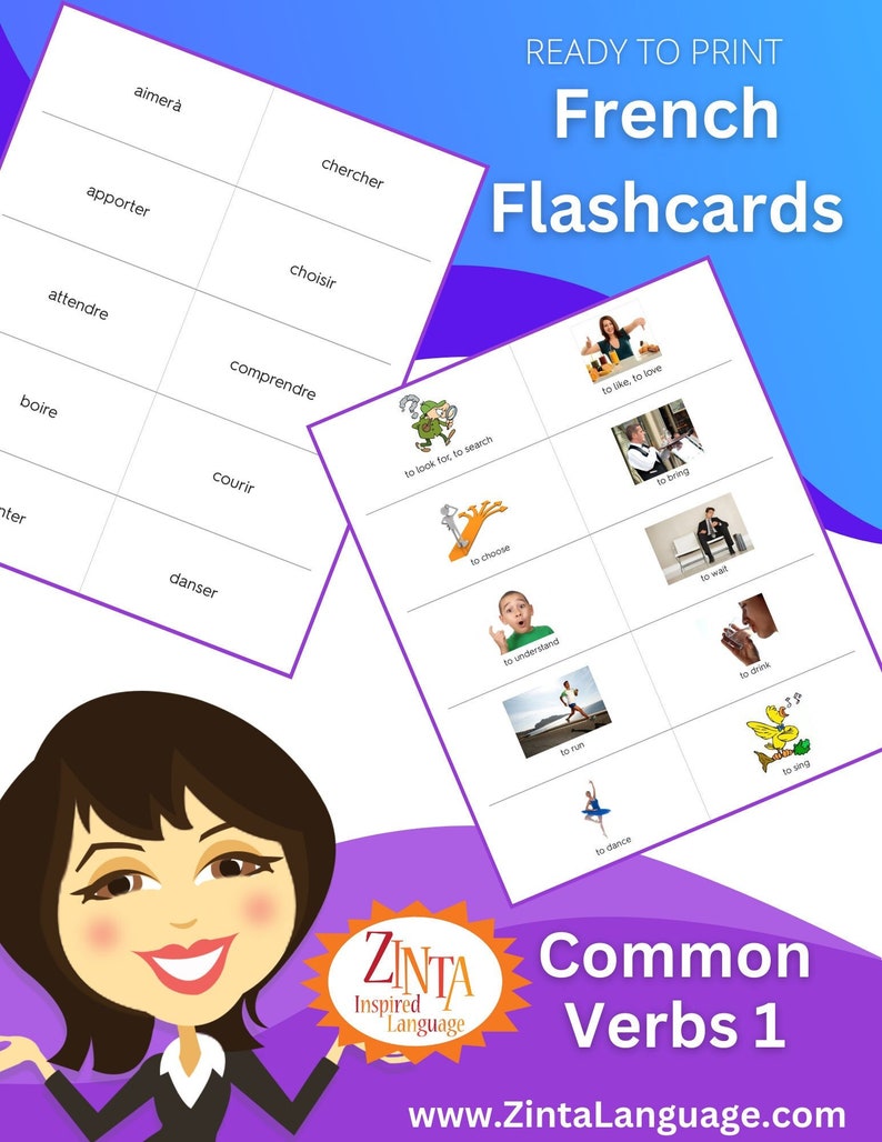 Common Verbs 1 - French/english Flashcards - Etsy