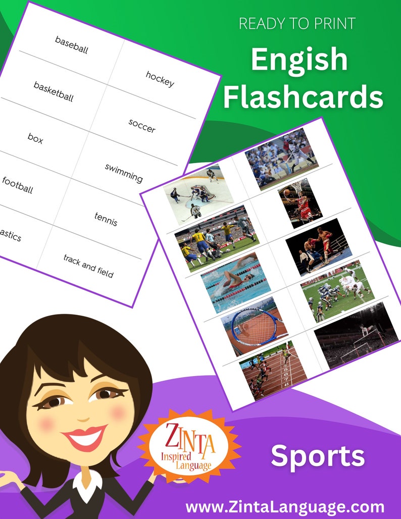 Sports - English Flashcards - Etsy