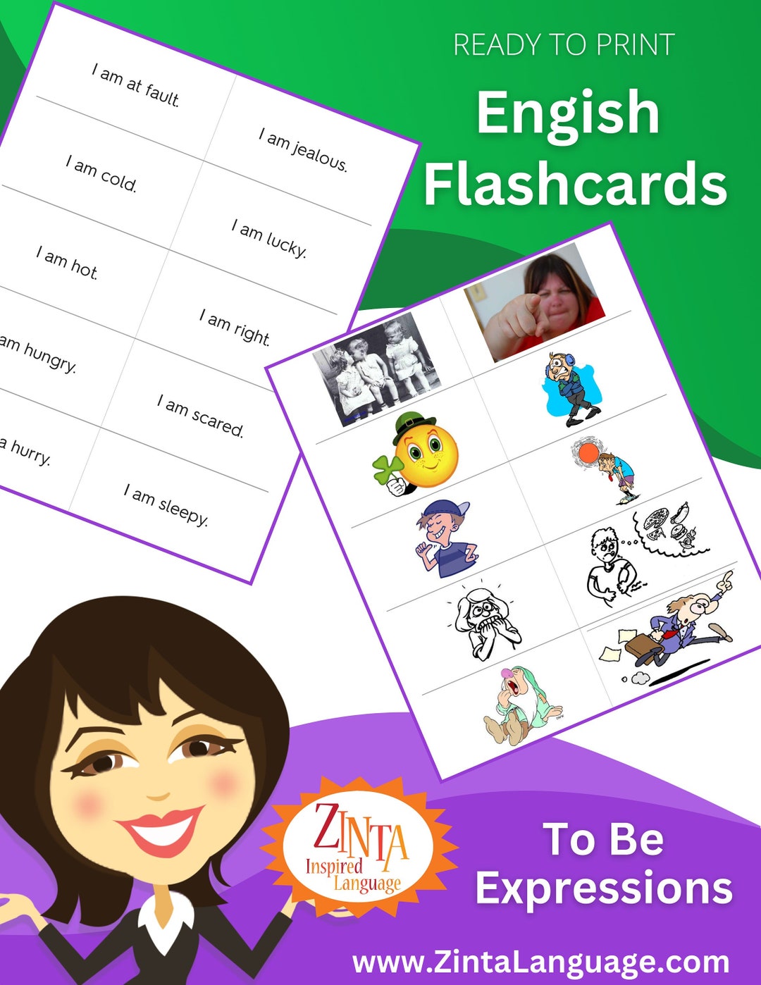 To Be Expressions - English Flashcards - Etsy