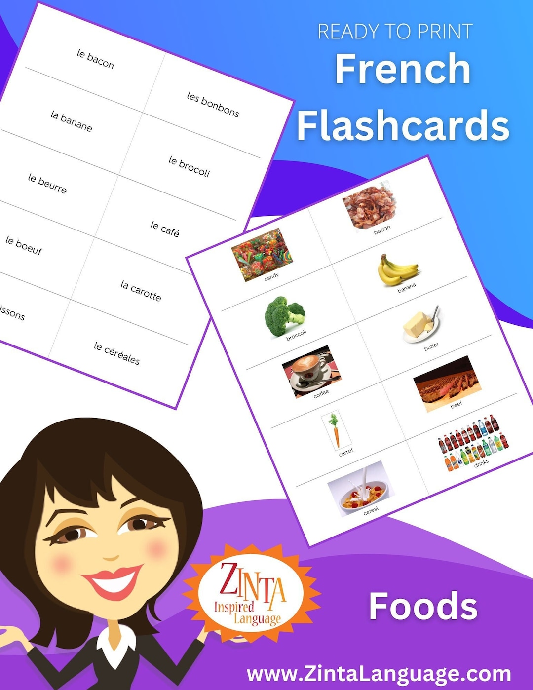 Foods - French/english Flashcards - Etsy