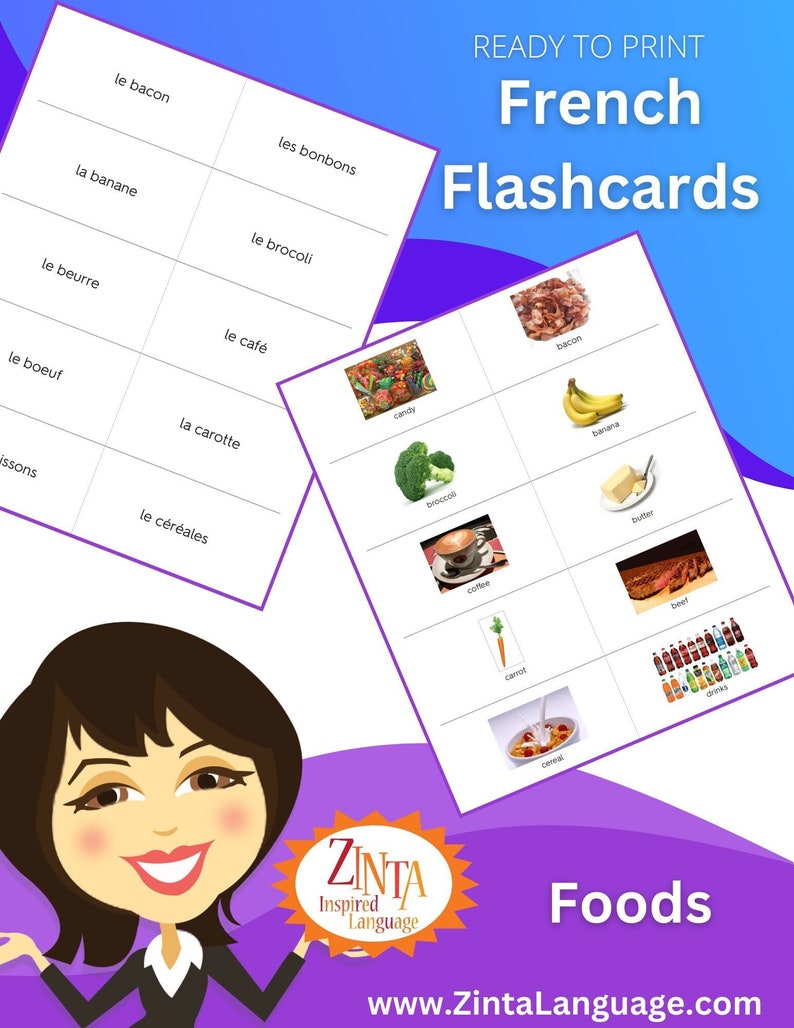 Foods - French/english Flashcards - Etsy