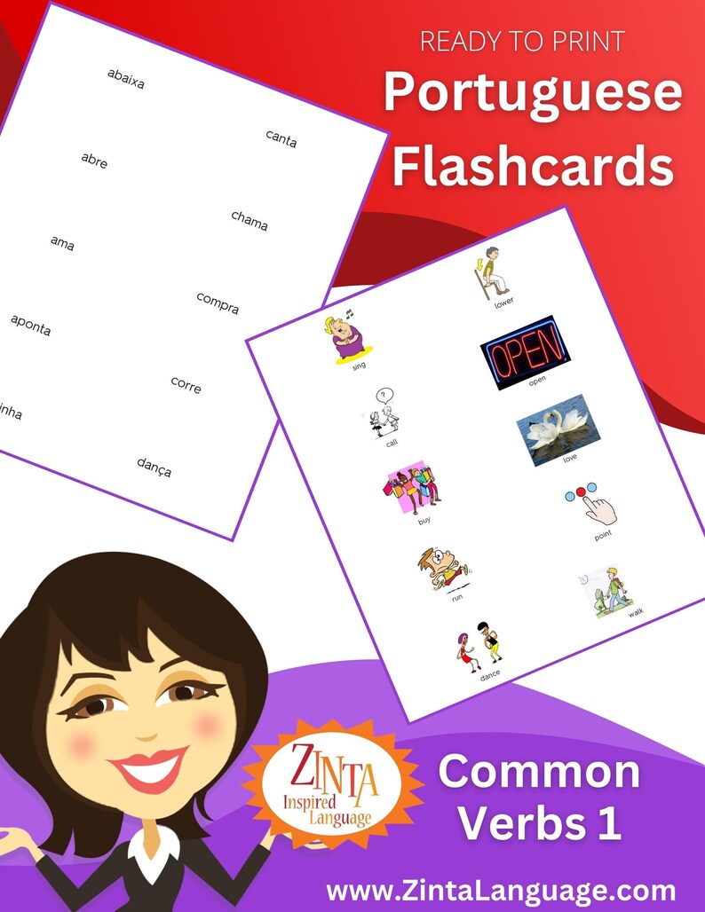 Common Verbs 1 - Portuguese Flashcards - Etsy
