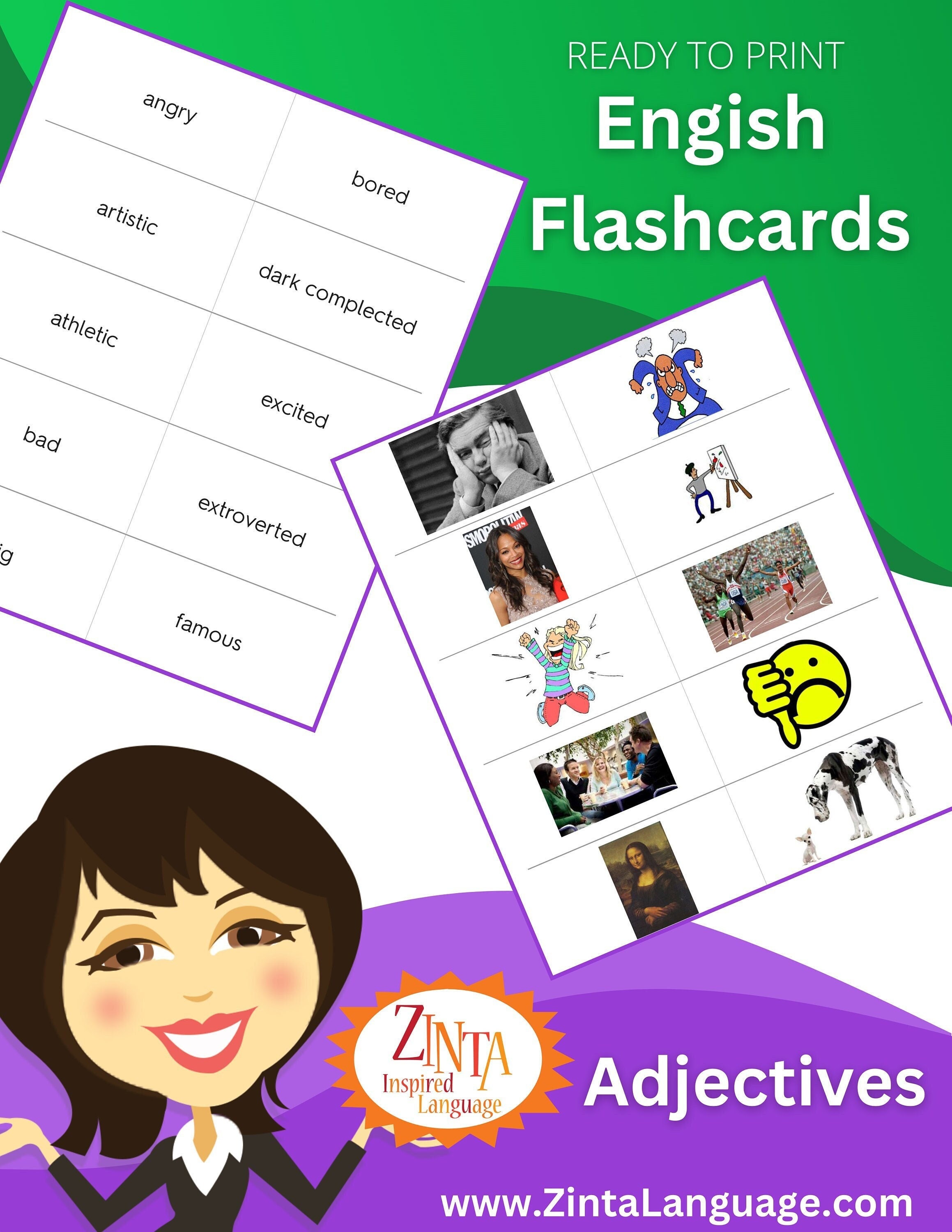Adjectives - English Flashcards - Etsy