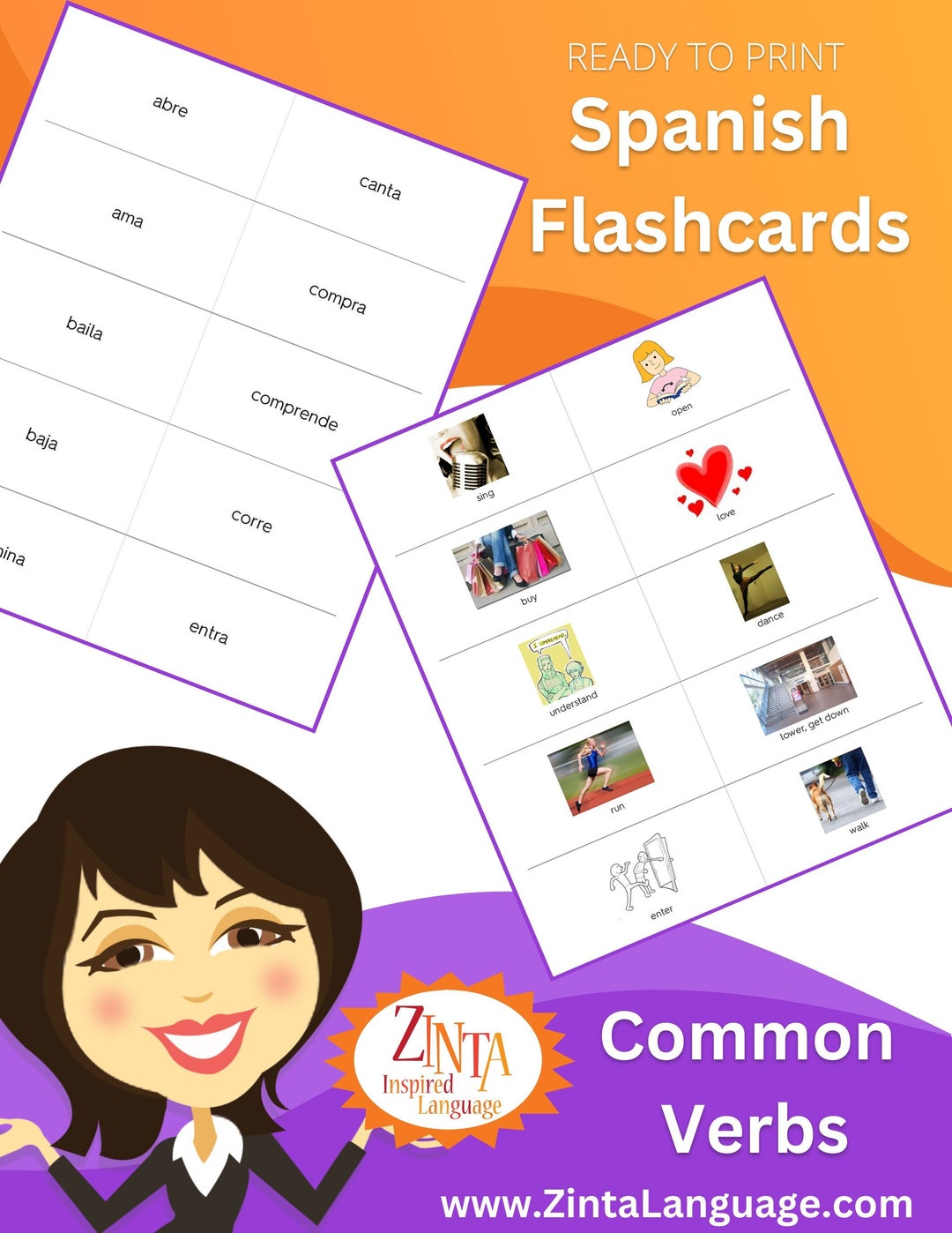 Common Verbs - Spanish/english Flashcards (sets 1-3) - Etsy