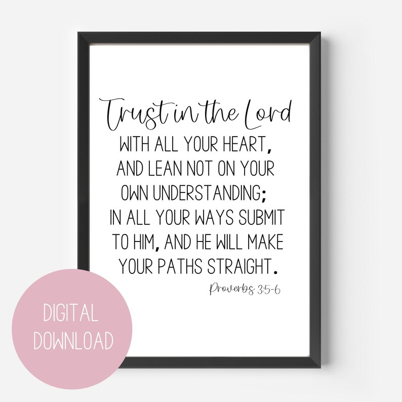 Proverbs 3:5-6, Trust in the Lord, Christian Wall Art, Christian Décor ...