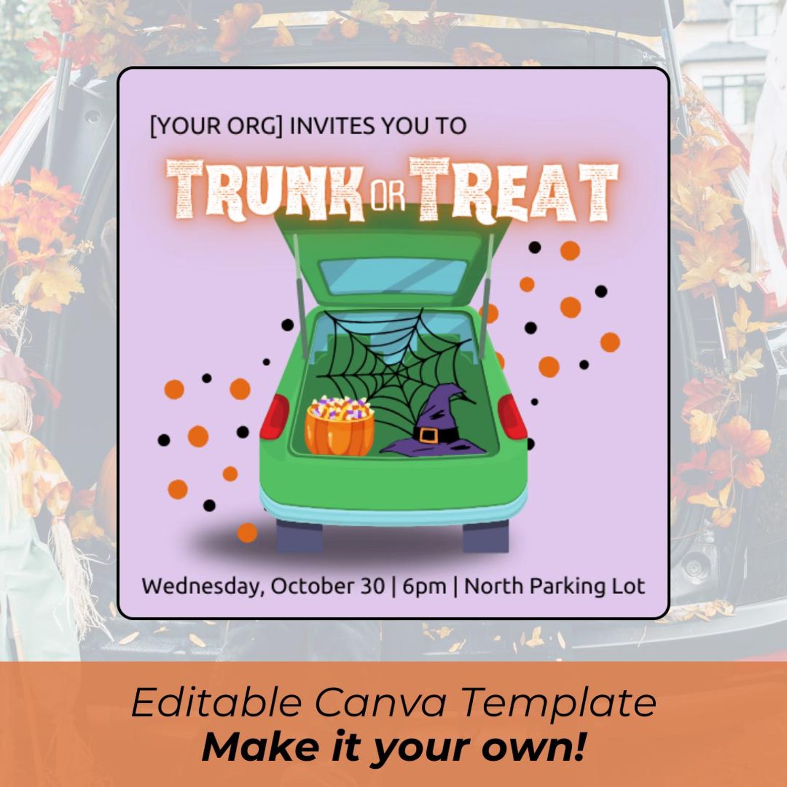 Trunk or Treat Canva Template, Customizable Church & Community Event ...