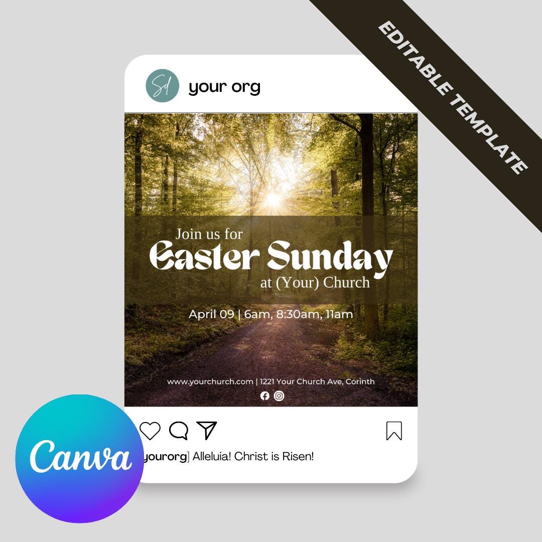 Easter Sunday Worship Canva Template, Customizable Church Event Flyer ...