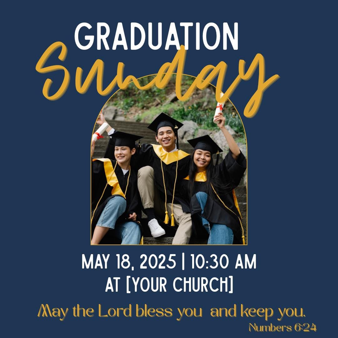 Graduation Sunday Canva Template | Church Editable Post for Grads | Add ...