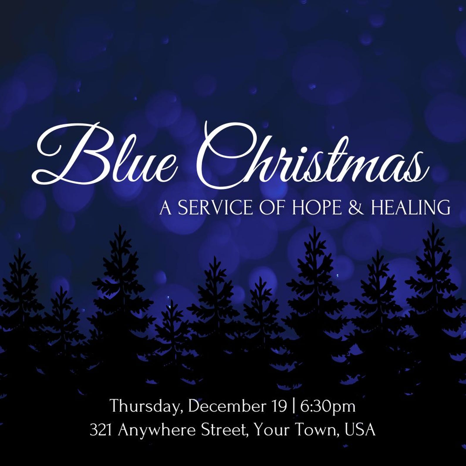 Blue Christmas Service Canva Template, Customizable Longest Night ...