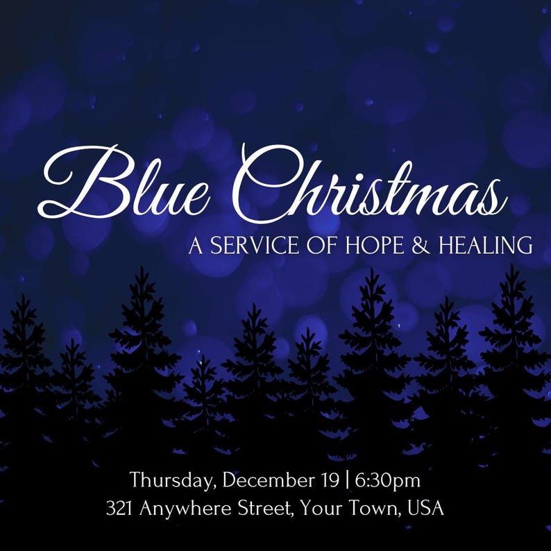 Blue Christmas Service Canva Template, Customizable Longest Night ...