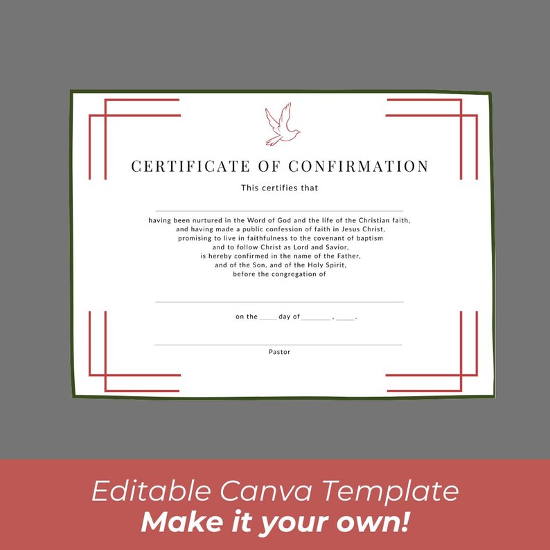 Editable Confirmation Certificate – Instant Download + Canva Template ...