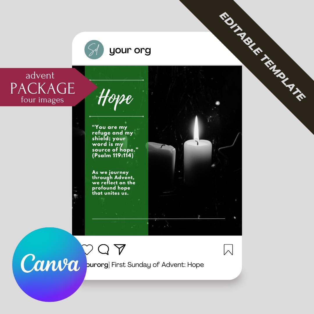 Editable Advent Canva Template Package, 4 Customizable Church Event ...