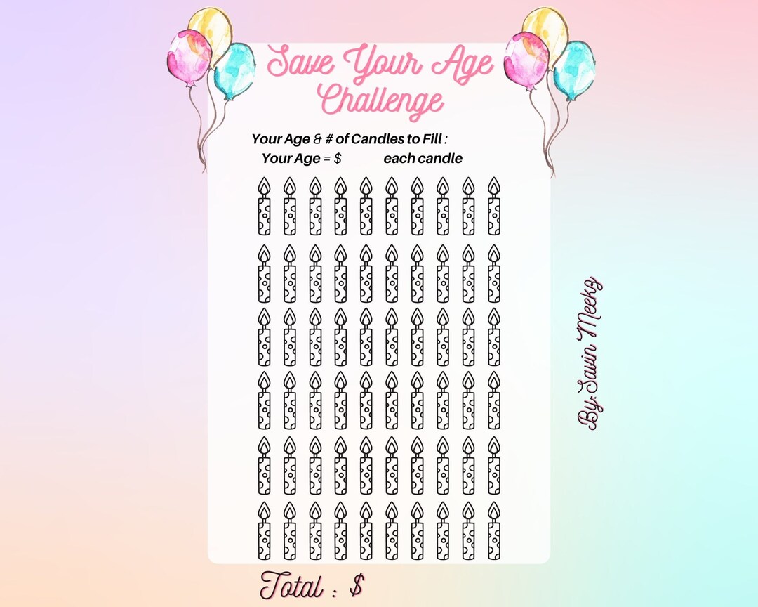 Digital Download Save Your Age Savings Challenge ~ Budget ~ Binder ~ A7 ...