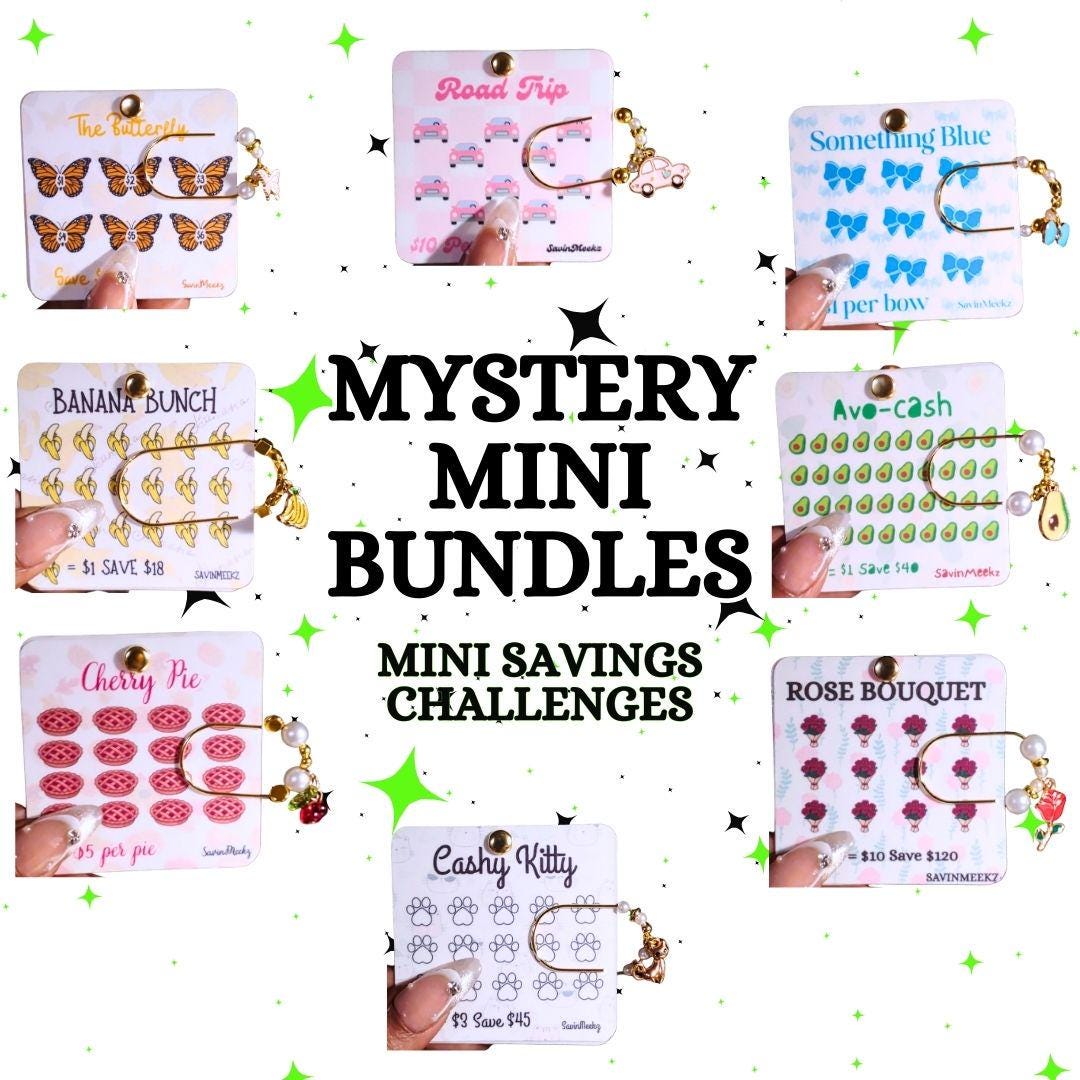 Mystery Mini Savings Challenge Bundle - 2-page Savings Cards - Cash ...