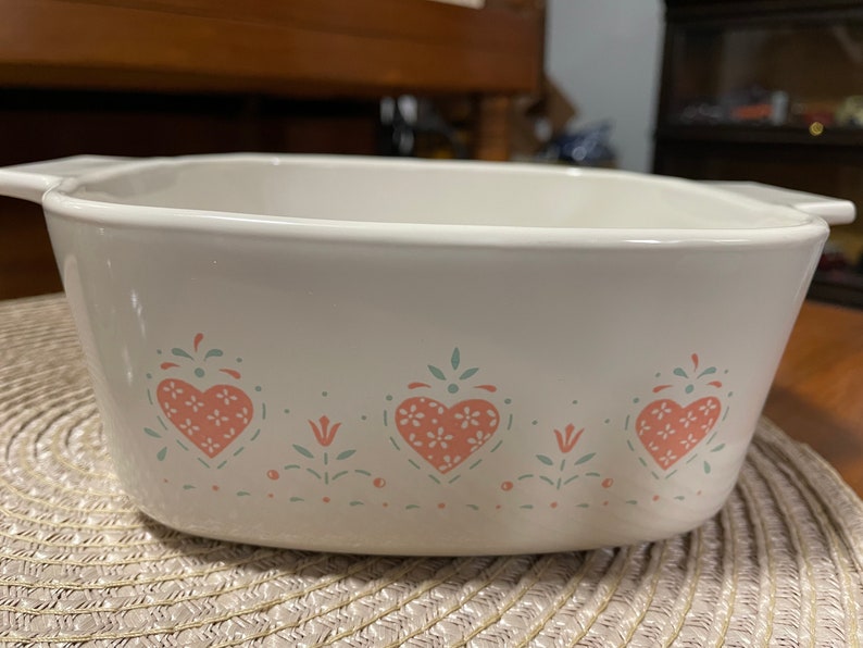 Corelle Casserole Dish With Hearts and Flowers - Etsy