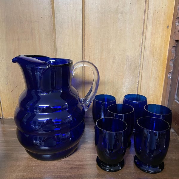 Cobalt Blue Pitcher - Etsy