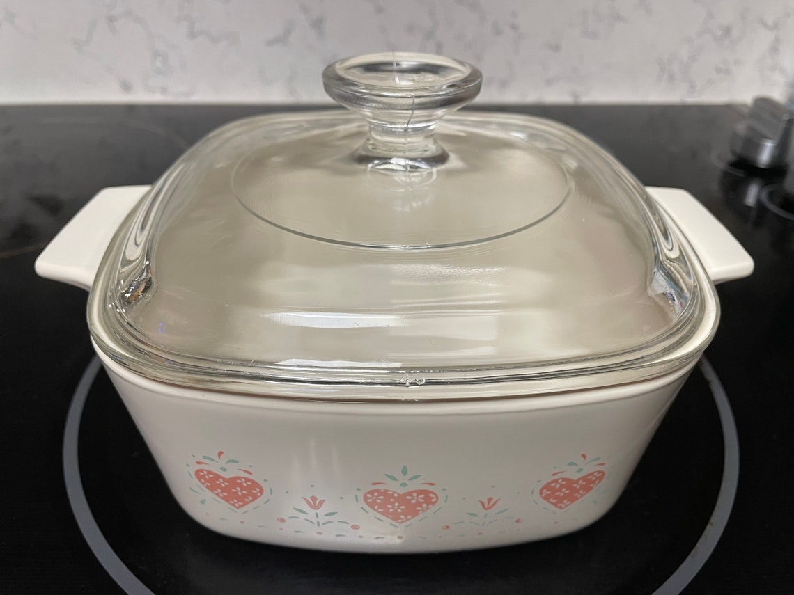 Corelle Casserole Dish With Hearts and Flowers - Etsy