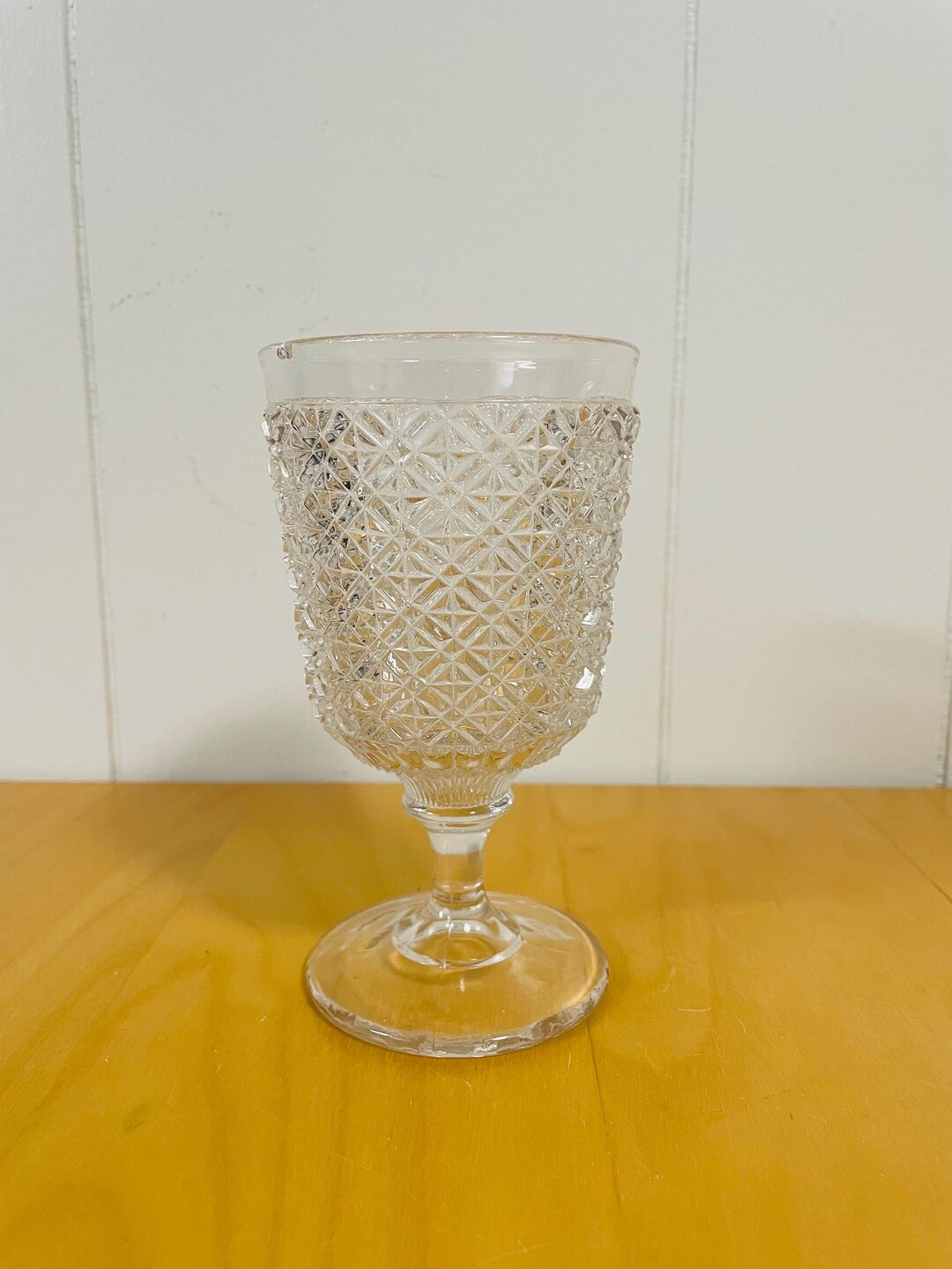 Antique Water Wine Goblet Diamond Cut EAPG Campbell, Jones, and Co. - Etsy