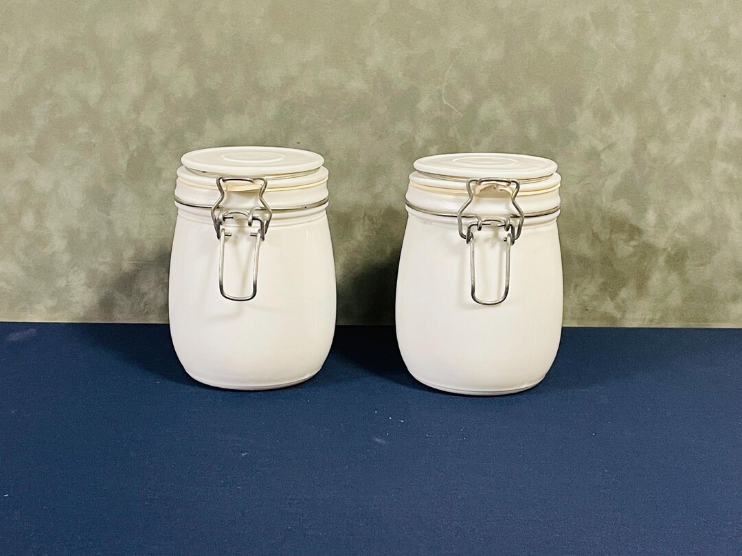 Vintage Wheaton Milk Glass Jars With Wire Bail, Set of 2 - Etsy