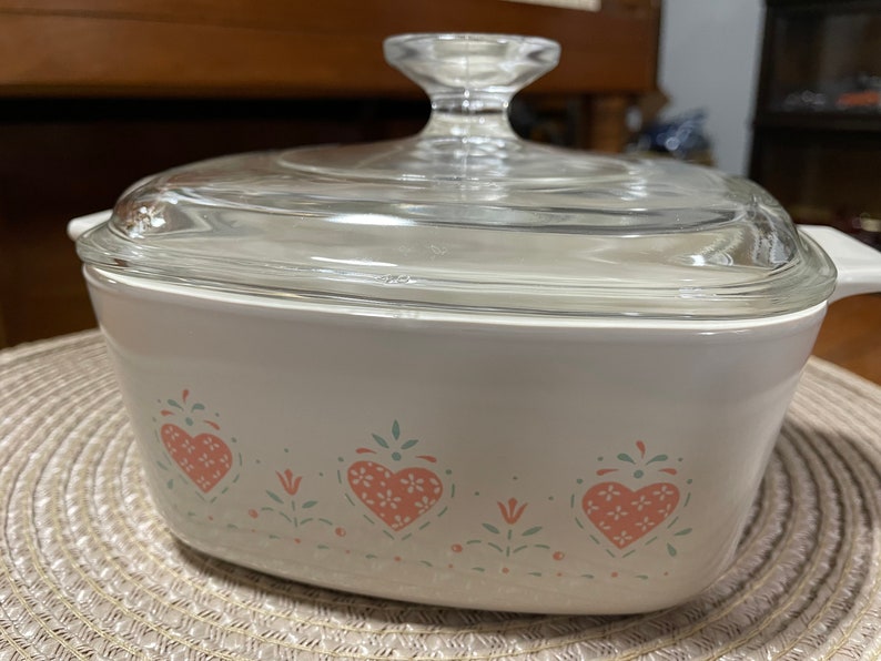 Corelle Casserole Dish With Hearts and Flowers - Etsy