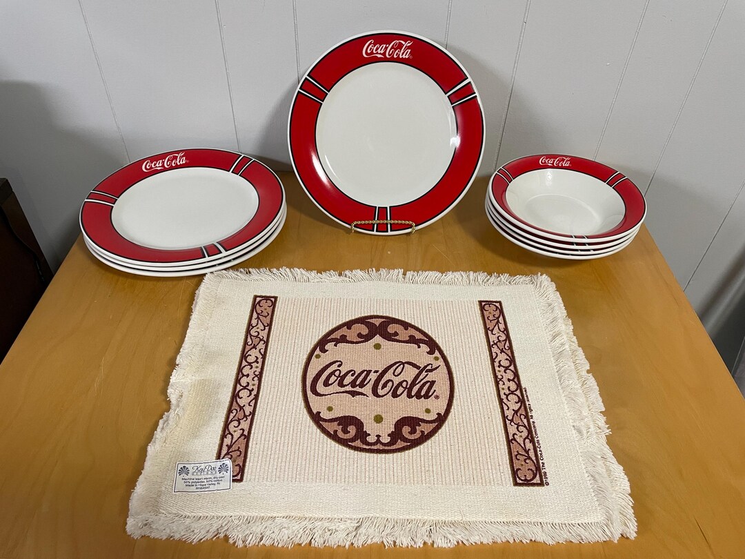 Vintage Coca-cola Dinner Plates, Soup/salad Bowls, Placemats - Etsy