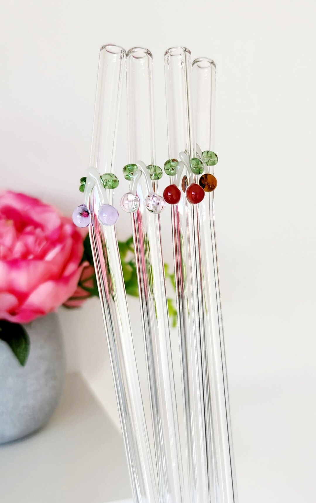 Cherry Glass Straws - Etsy