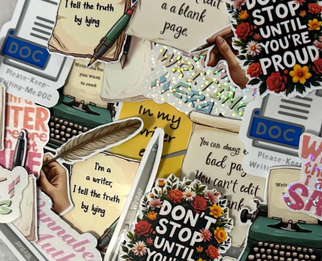 12-pack Waterproof Stickers for Writing Lovers | Durable & Cute - Etsy