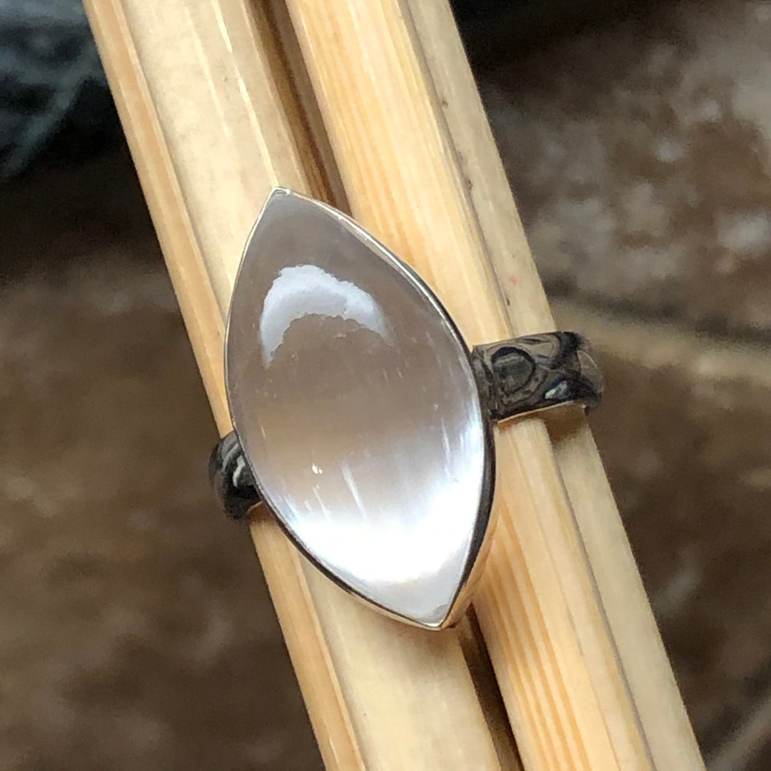 Genuine White Selenite 925 Solid Sterling Silver Ring Size 7.25 - Etsy