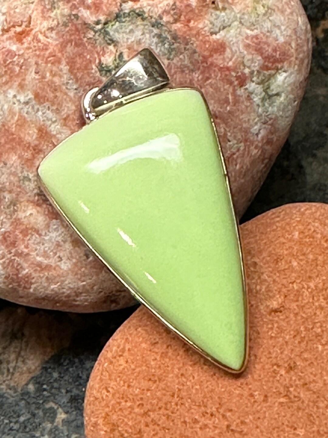 Natural Lemon Chrysoprase 925 Sterling Silver Pendant 40mm - Etsy