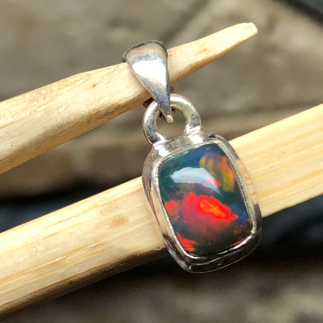 Genuine Chalama Black Opal 925 Solid Sterling Silver Pendant 18mm - Etsy