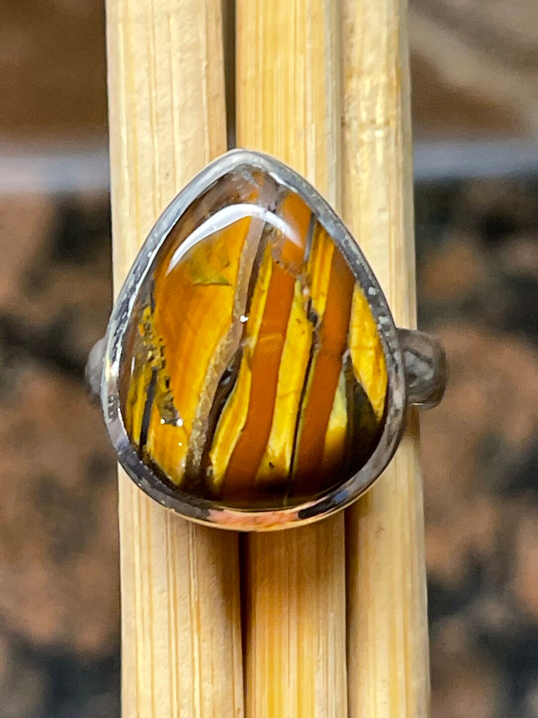 Genuine Red Tiger Iron 925 Solid Sterling Silver Ring Size 6 - Etsy