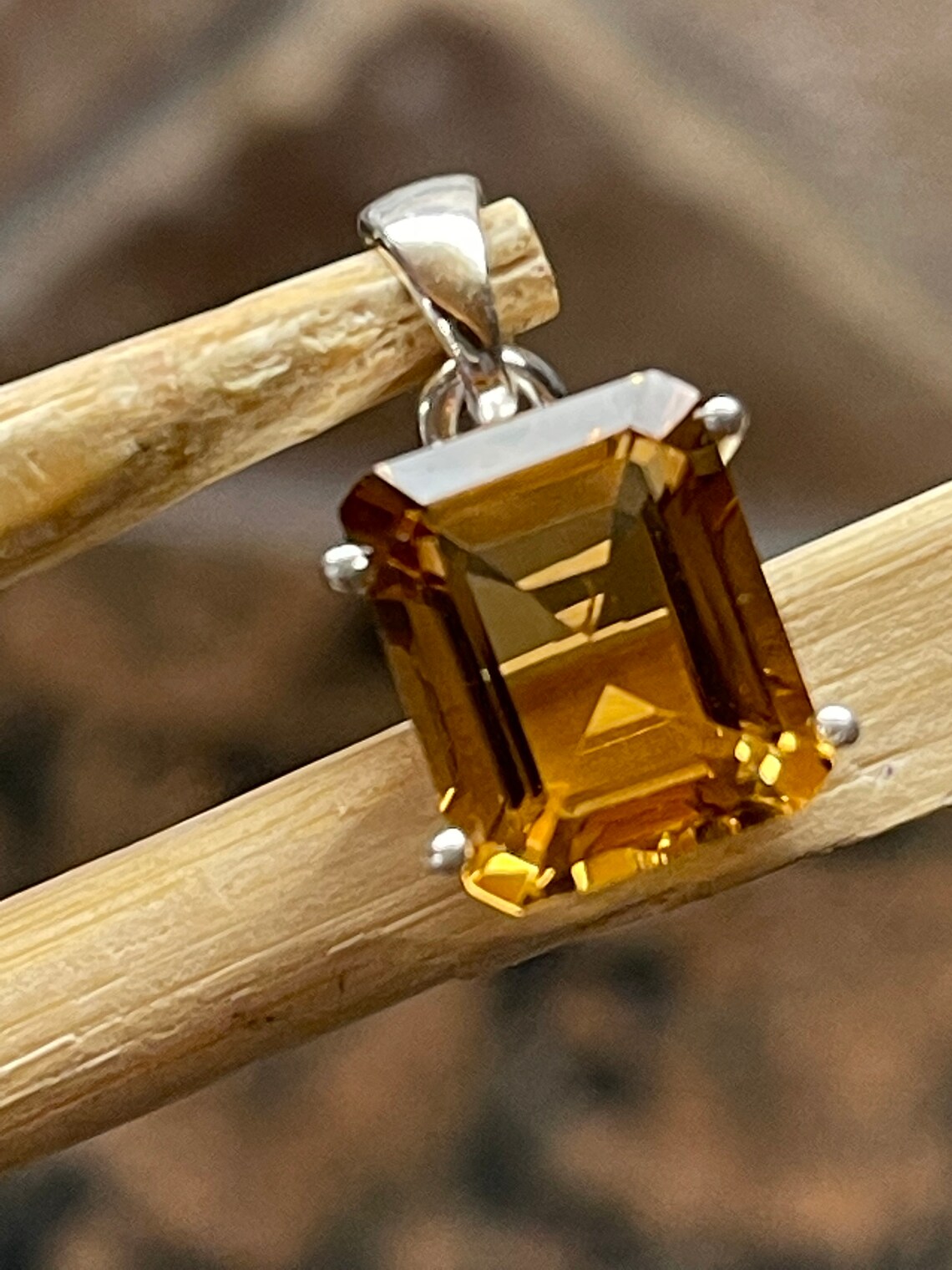 Natural Cognac Quartz 925 Solid Sterling Silver Pendant 18mm - Etsy